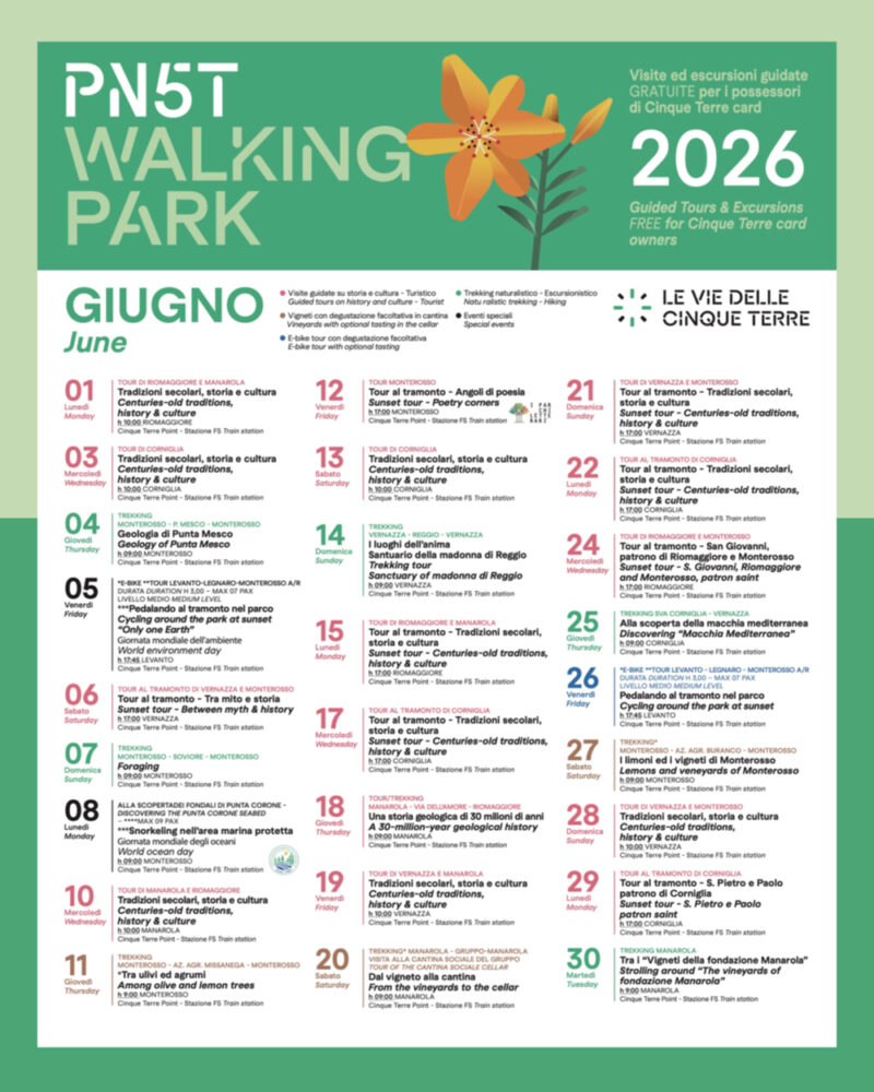 Cinque Terre Walking Park – June 2026 Events Calendar » Cinque Terre ...